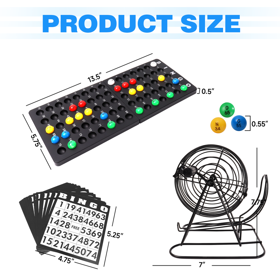 Deluxe Bingo Game Set w/Roller Cage, 75 Bingo Balls, Board, 18 Cards ...