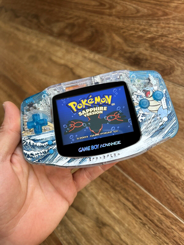 Nintendo Gameboy Advance GBA Pokemon AGB BACKLIT IPS Blastoise Custom ...