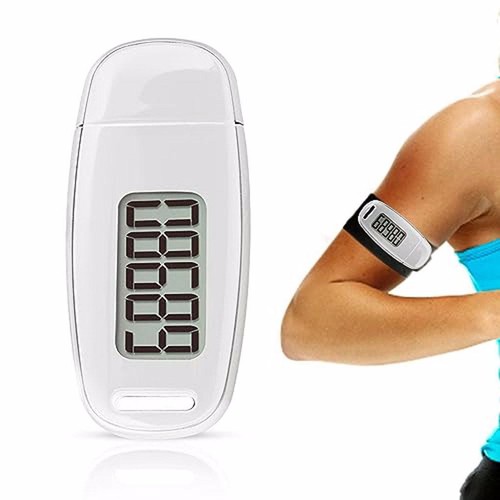 Rechargeable 3D Pedometer With Digital Display For Daily White Wide ...