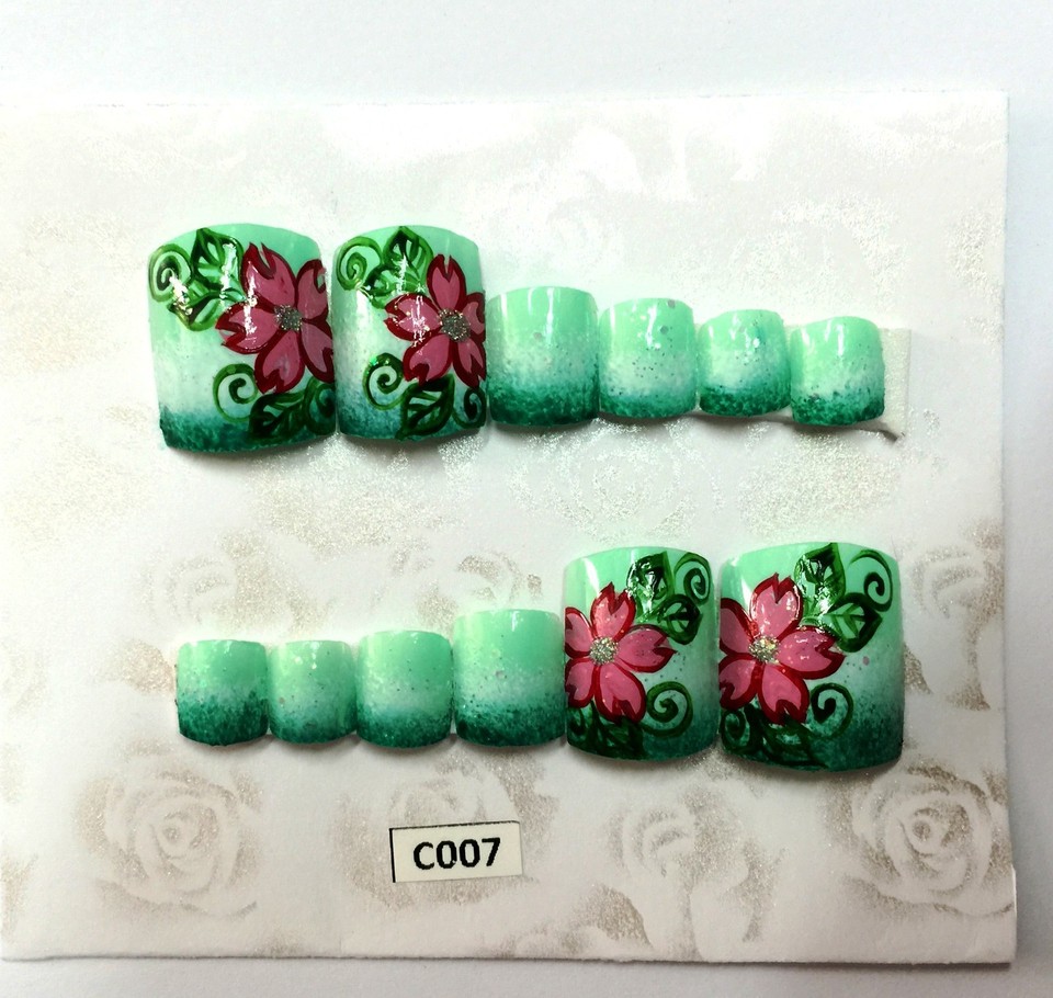 False Fake Art Nails Artificial Design Nail DIY HANDMADE Free Glue Nail ...