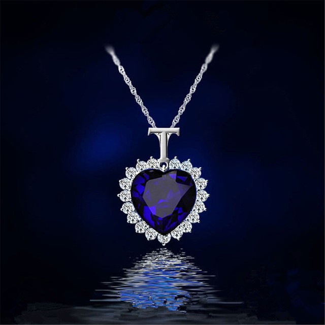 5x Titanic Heart of The Ocean Sapphire Blue Diamond Pendant Necklace ...