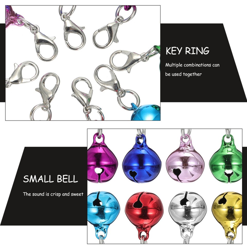 4 Pieces Electroplating Small Bell Keychain Bells Keyring Cartoon ...