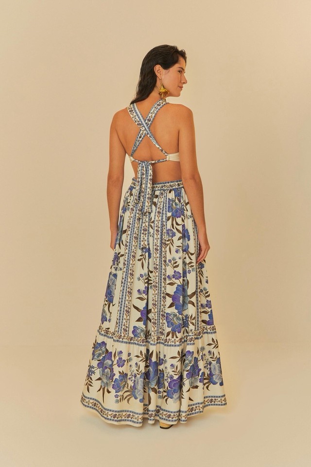 Farm Rio Brazil Floral Blue Print Dress Size S | eBay