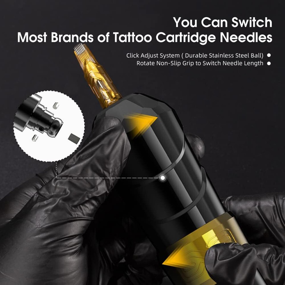 Wireless Tattoo Machine Rotary Pen Coreless Motor Powerful Battery Pack ...