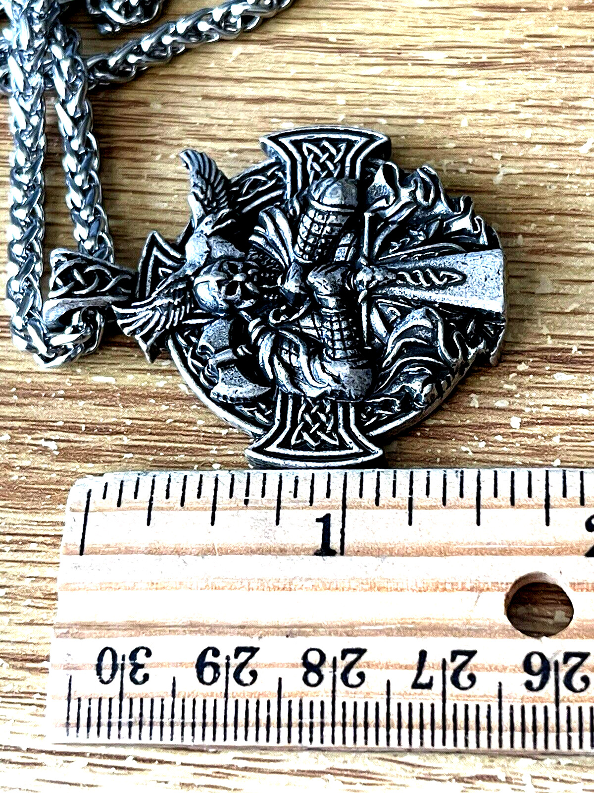 Norse Viking Helmet Axe Odin Raven Cross Pendant Char… - Gem