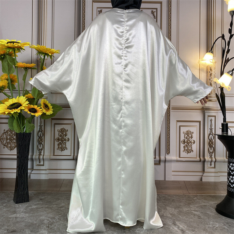 Muslim Satin Maxi Abaya Kaftan Ramadan Women Dress Arab Dubai Robe ...