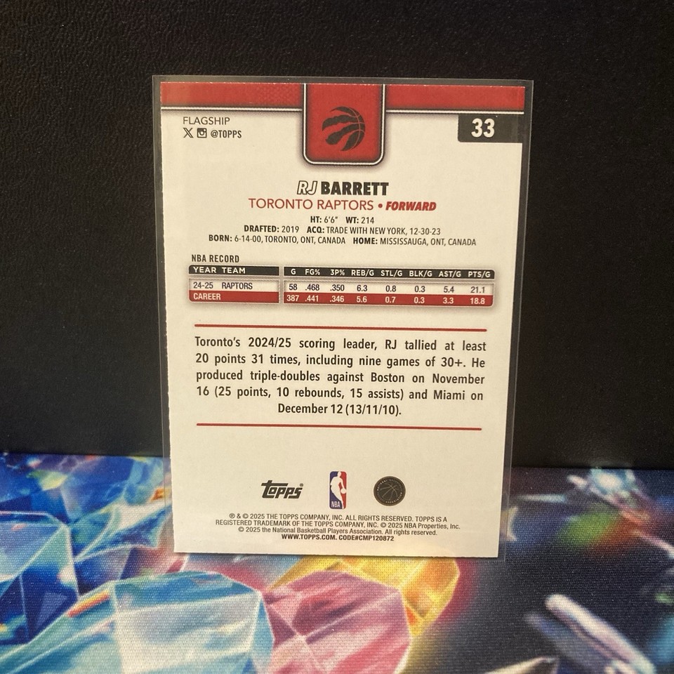 2025-26 Topps Pink Diamante Holo RJ Barrett Toronto Raptors Card | eBay