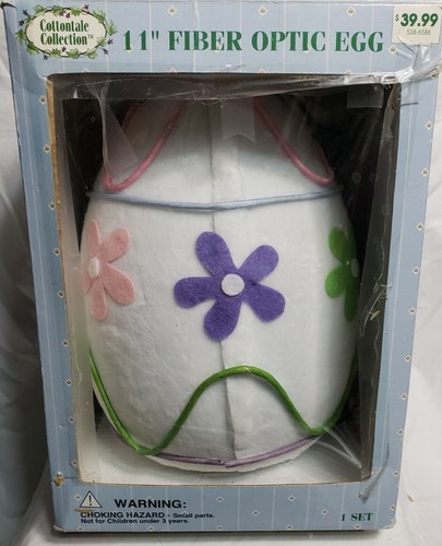 Vtg Fiber Optic Easter Bunny Rabbit in Egg Flowers Decor in box *Works ...