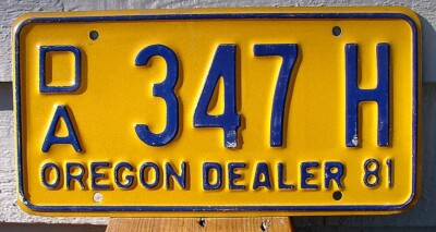 Vintage 1981 Oregon DEALER License Plate # DA347H | eBay