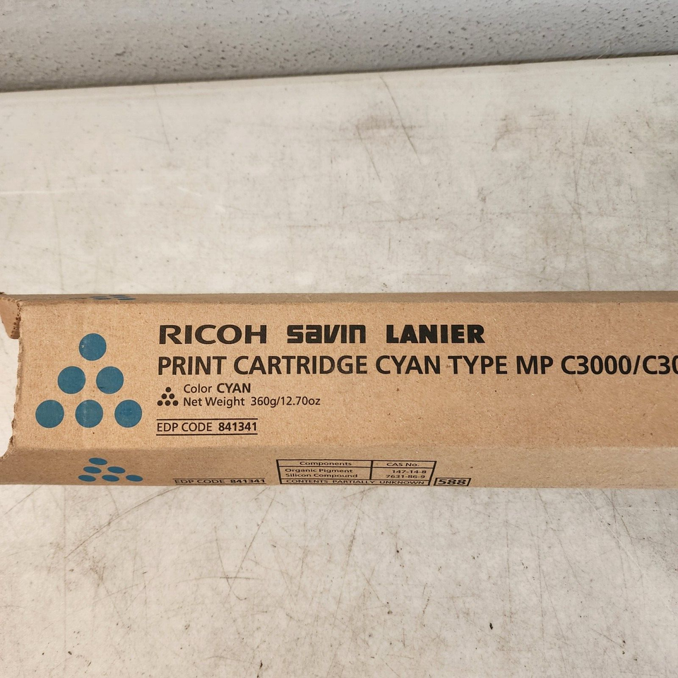 Ricoh 841341 Cyan Toner MP C3000 Genuine New OEM Boxed free ship ...