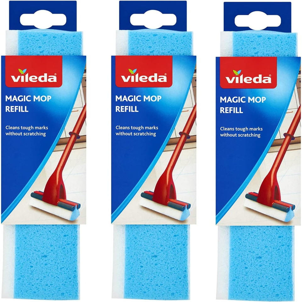 Vileda New Magic Mop Sponge Refill 3 Action Sponge Heads pack of 3 ...