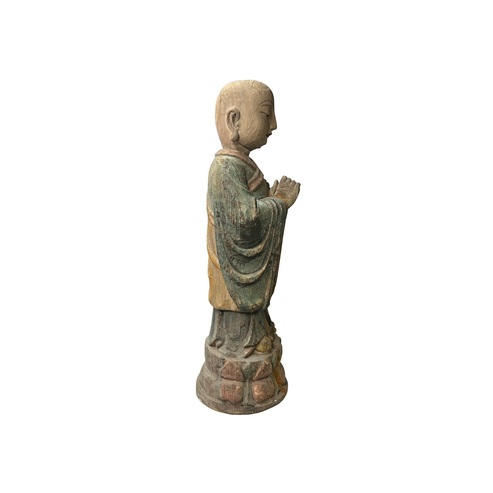 Chinese Rustic Wood Standing Prayer Hands Lohon Monk Statue ws4167 | eBay