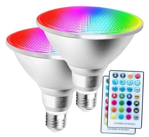 2 PACK PAR38 LED Flood Light Bulbs Outdoor, RGB Color Changing ...