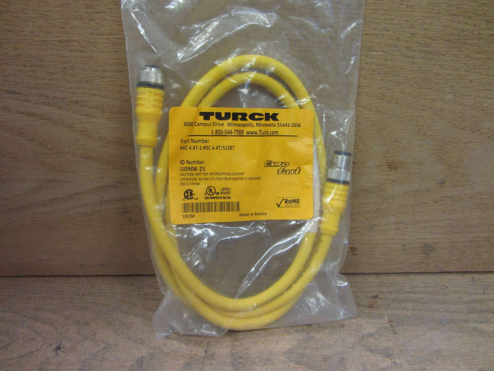 Turck RKC4.4T-1-RSC4.4T-S1587 ID U0908-25 Cable NOS LOT OF 4 CSQ | eBay