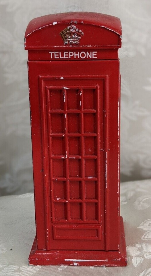 Red Phone Box Telephone Booth Coin Bank Metal British London England UK ...