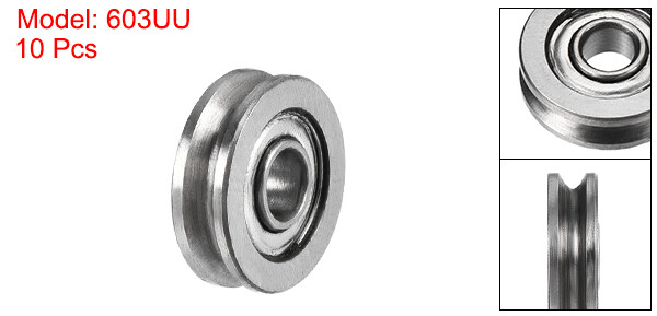 10pcs 603 U Groove Ball Track Guide Bearing Double Metal Shielded ...