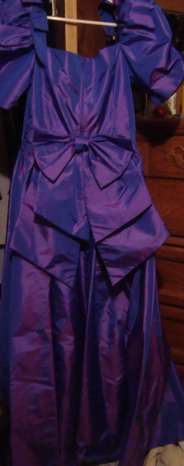 Vintage Dress SIZE MEDIUM purple taffeta ALFRED ANGELO bow party 80s ...