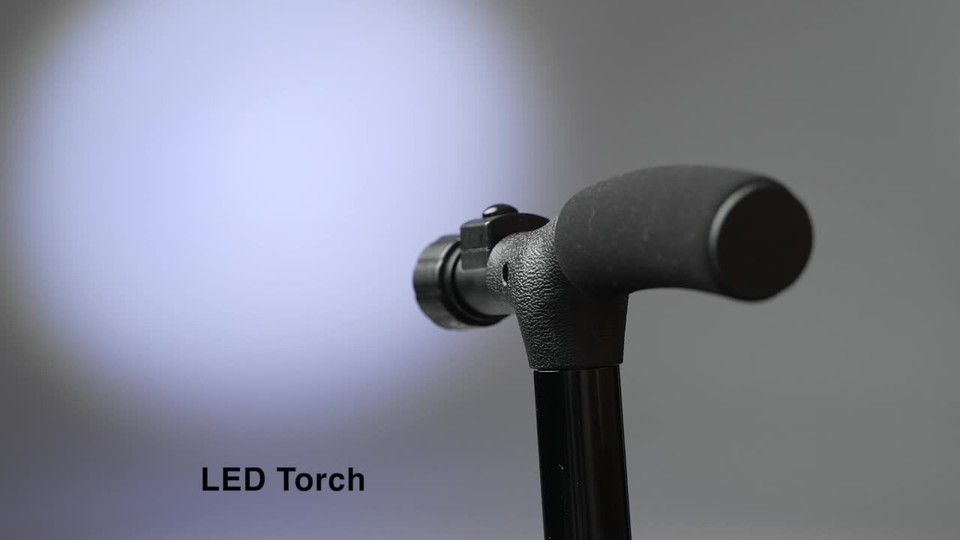 LED Adjustable Walking Cane Stick All Terrain Pivoting Base Travel Cane ...