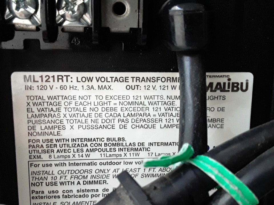 Malibu ML121RT Low Voltage Transformer Power Pack 121 Watt Intermatic ...