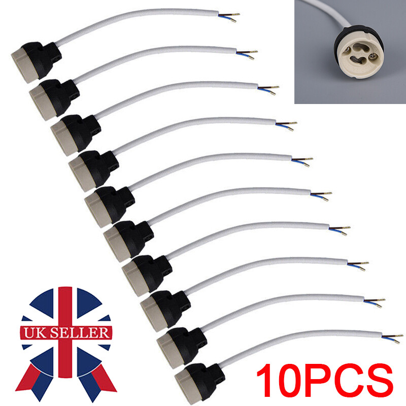 10PCS GU10 Base Socket LED Bulb Halogen Lamp Holder Ceramic Connector ...