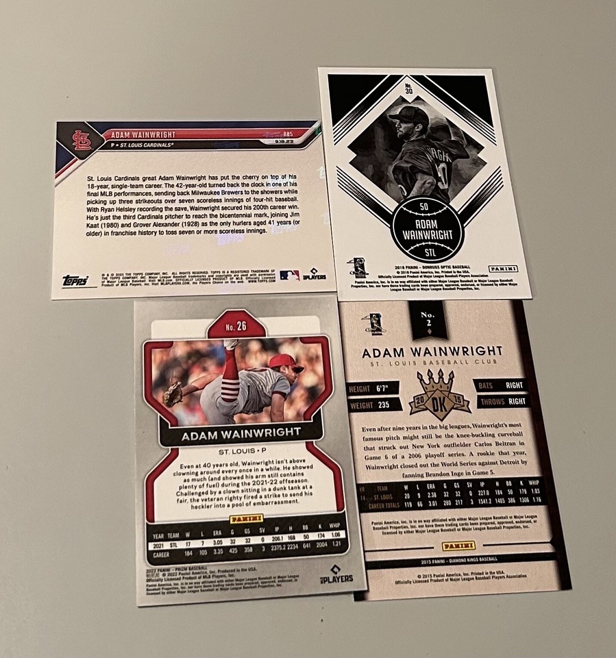 Adam Wainwright Cardinals 200 Career Wins By Topps + (3) Cards (4) Card ...