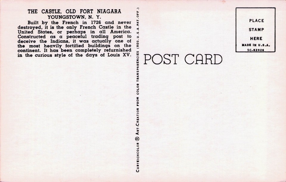 VTG Postcard The Castle Old Fort Niagara Youngstown New York- Unposted ...