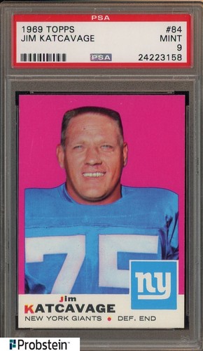 1969 Topps Football #84 Jim Katcavage New York Giants PSA 9 MINT | eBay