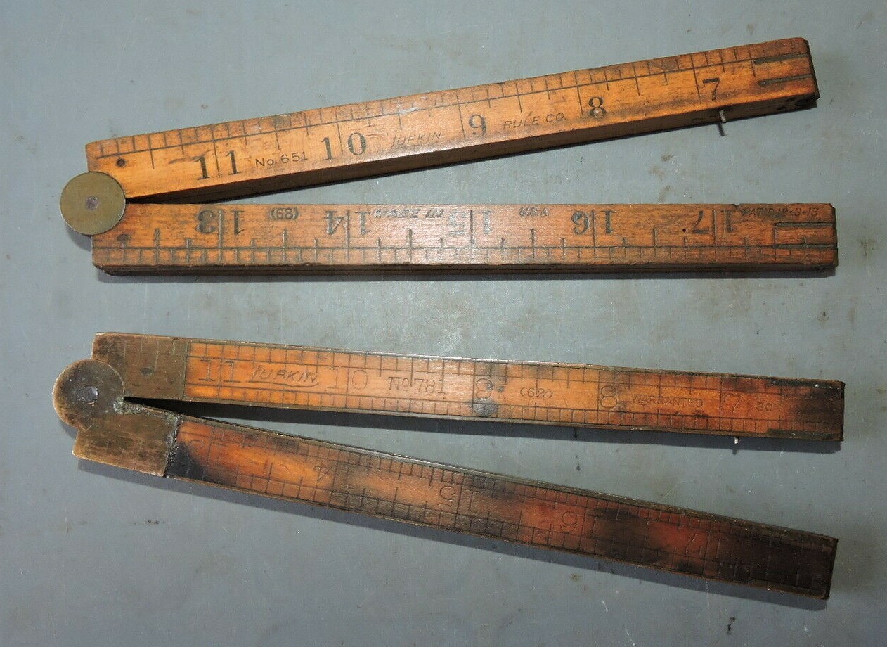2 Vintage Lufkin Rule Co. 4-Fold Rulers No. 781 & 651, 24'', Brass and ...