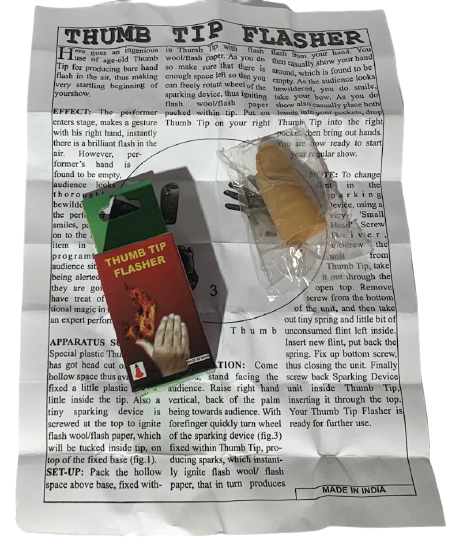 THUMB TIP FLASHER Magic Fire Stage Finger Effects Prop Flint Striker ...