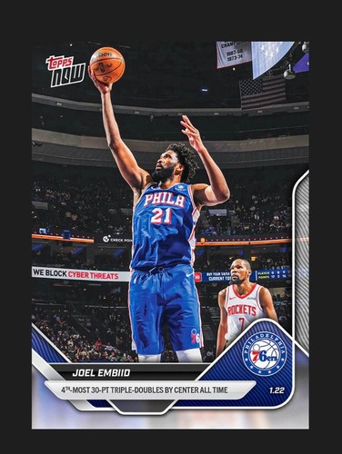 2025-26 TOPPS NOW NBA 138 JOEL EMBIID 76ERS 4th MOST 30 PT TRPL DBLS BY ...