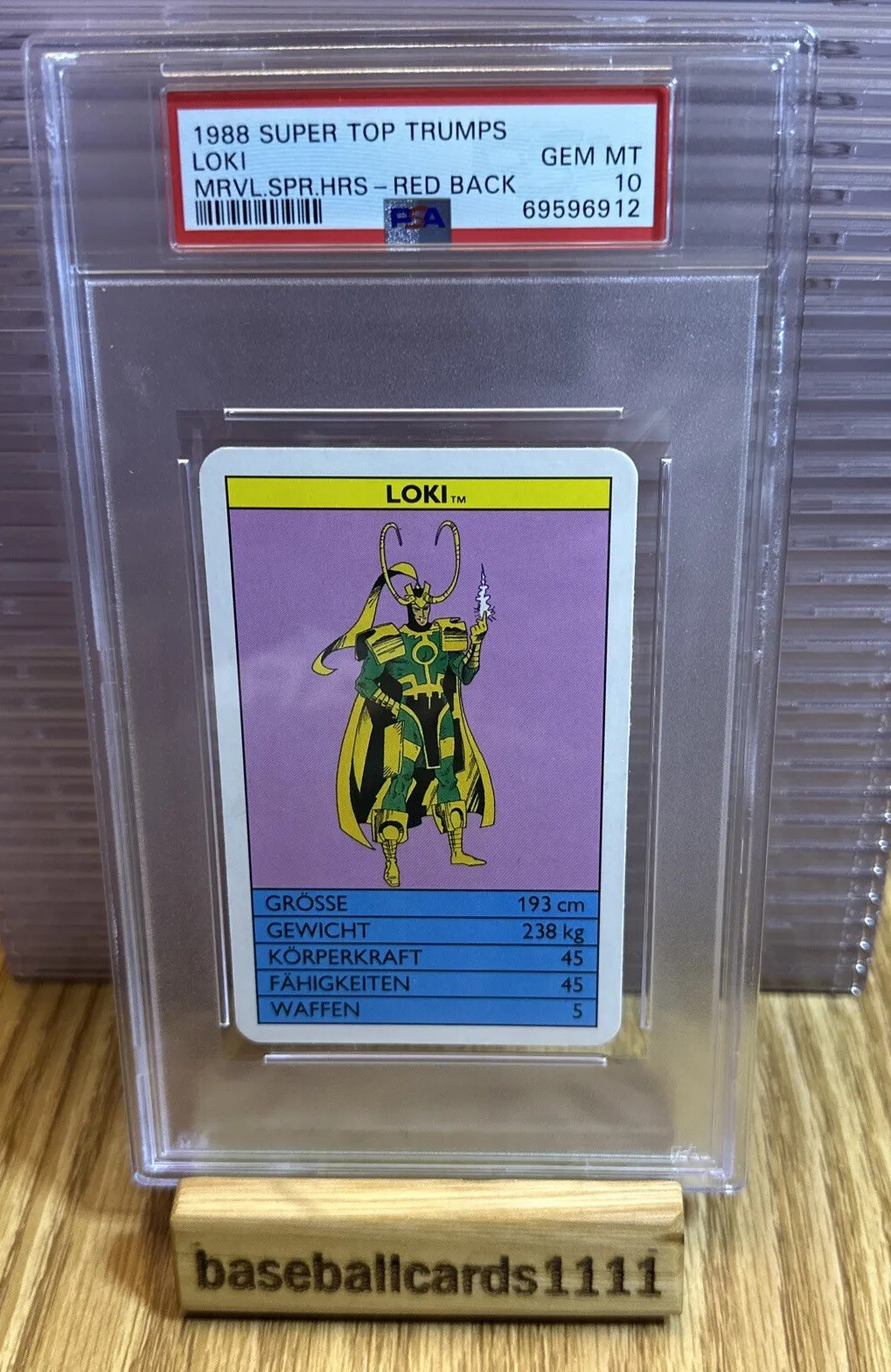 1988 Super Top Trumps Marvel Super Heroes Loki PSA 10 Pop 1 4E | eBay