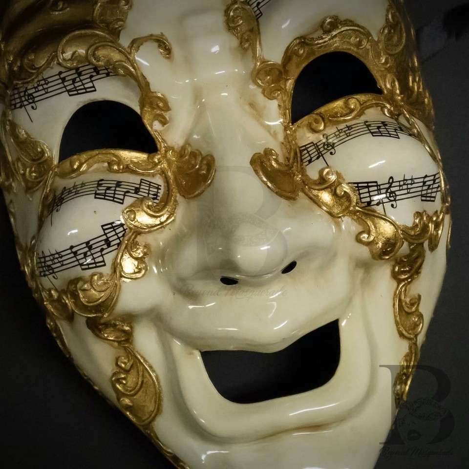 Comedy and Tragedy Masks Venetian Music Notes Masquerade Mask HIGH ...