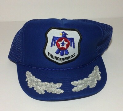USAF Blue Thunderbirds Patch Silver Leaf Trucker Hat Vtg Mesh Snapback ...