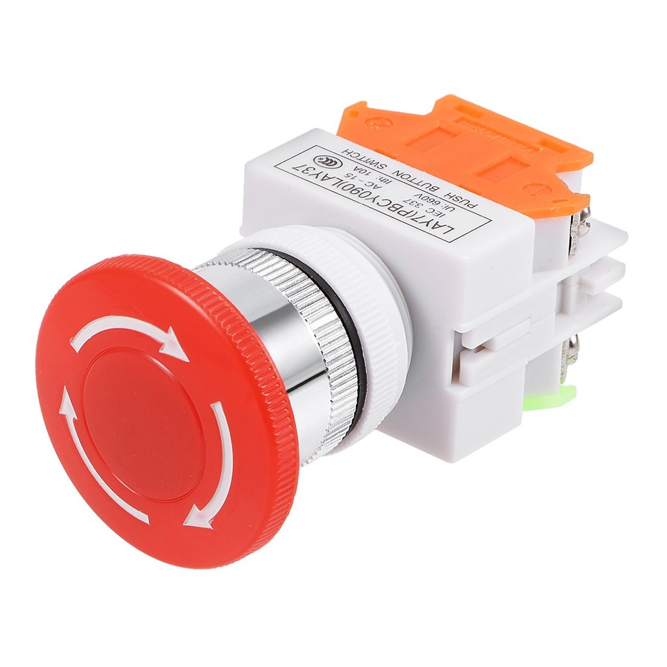 5Pack 22mm Mushroom Latching Emergency Stop Push Button Switch Red Red ...