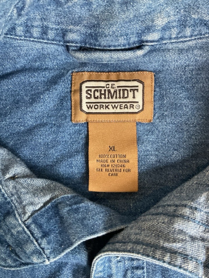 C.E. Schmidt Workwear Button Down Shirt Men's Size XL Blue Denim ...
