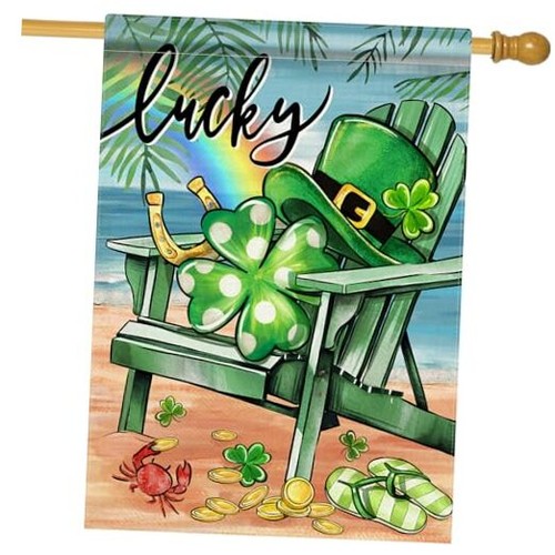 St Patricks Day Beach Chair Decorative House Flag, Lucky 28" x 40 ...