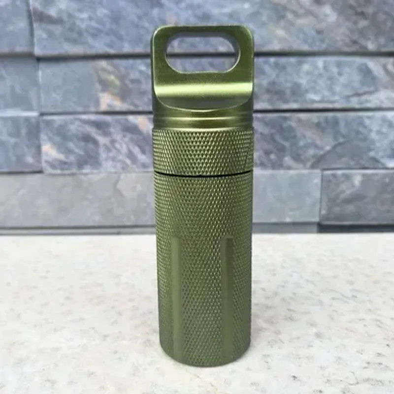 EDC Aluminum alloy Survival Waterproof Pill Case Box Container Bottle ...
