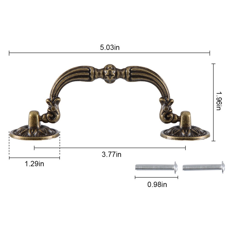 10Pcs Vintage Drop Bail Dresser Drawer Pull Antique Bronze Cabinet ...
