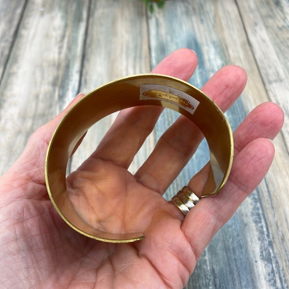 Mud Pie Purple and Gold Diamond Pattern cuff bracelet - Gem