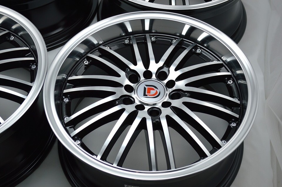 Set of 4 New 17x7.5 DDR R21 Black Polished Face 17" Wheels Rims 5x100 ...