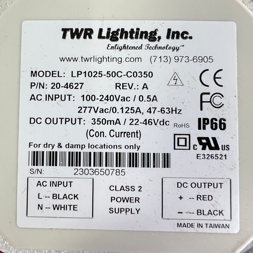 Lot Of 2: TWR Lighting LP1025-50C-C0350 Constant Current LED Driver 20 ...