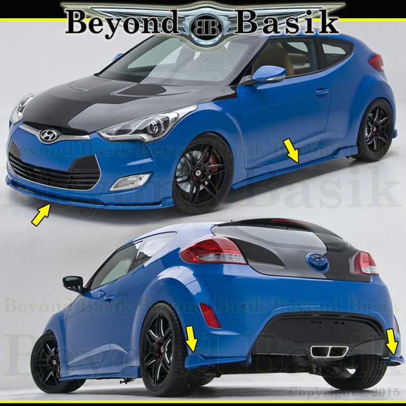 For 2012-2017 Hyundai Veloster 5PC Sequence Style Front Lip+Side Skirts ...
