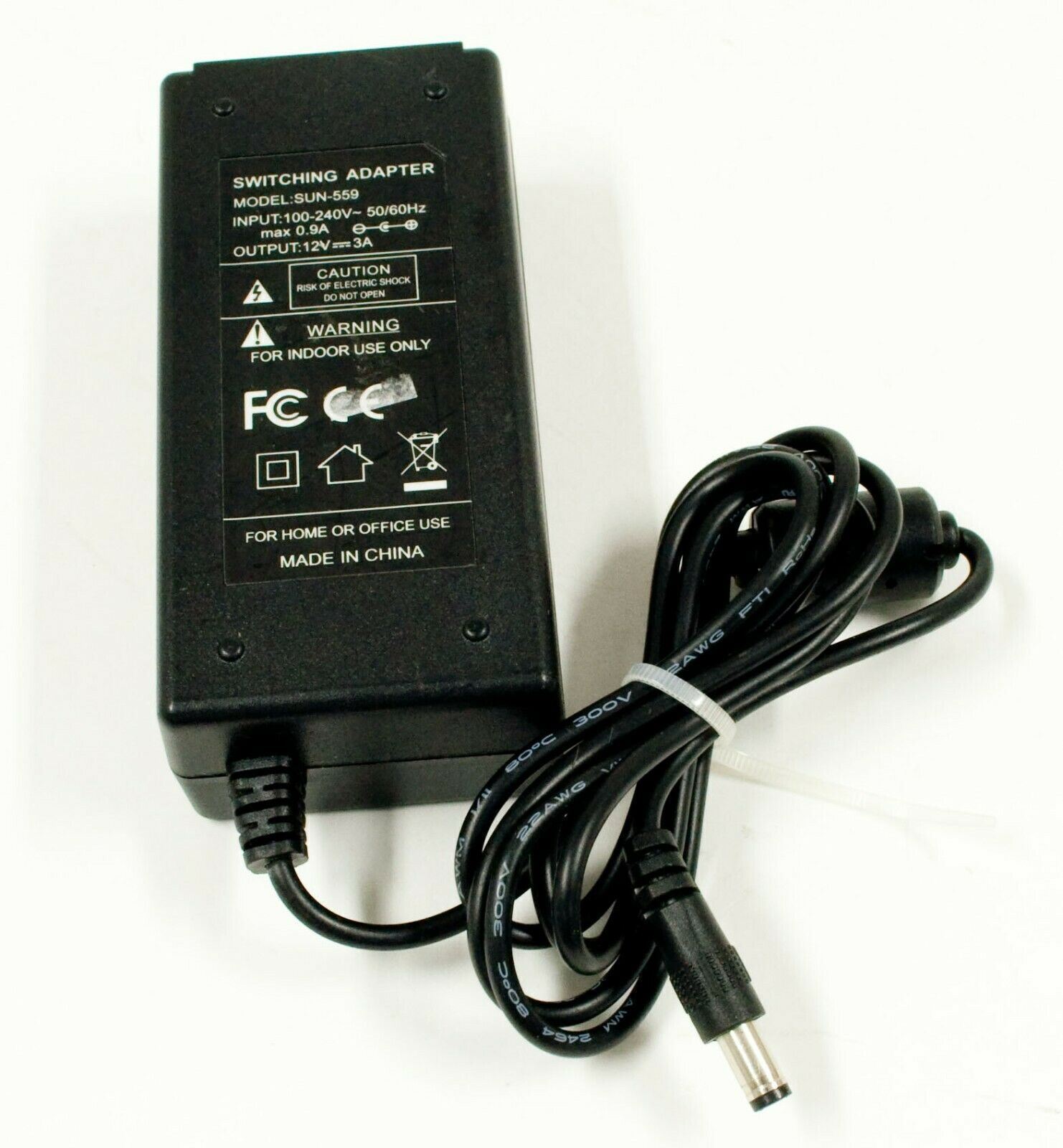 SUN-559 AC Switching Adapter 12V 3A Original Charger Power Supply AG986 ...