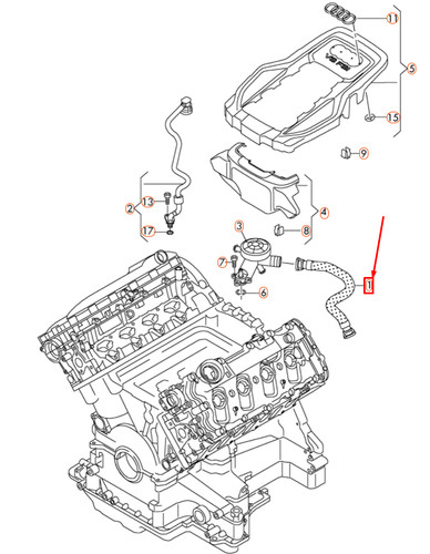 NEW AUDI A8 D4 CYLINDER HEAD VENT HOSE 079103209CF ORIGINAL 079-103-209 ...