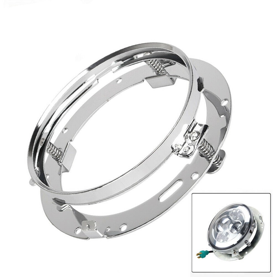 2PC 7'' Round Chrome LED Headlight Mounting Bracket Ring Car For ...