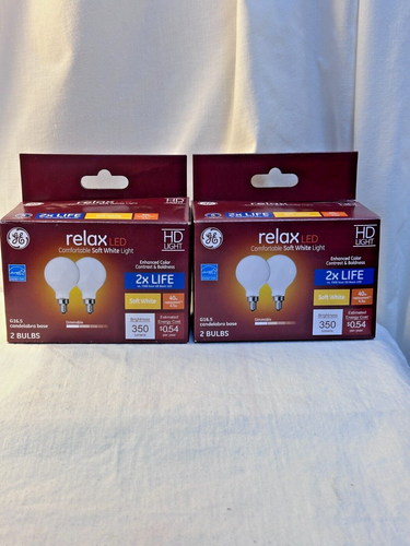 Lot of 2 GE Relax LED HD Light Bulbs 2 pack 40w 350 Lumens 4 TOTAL ...
