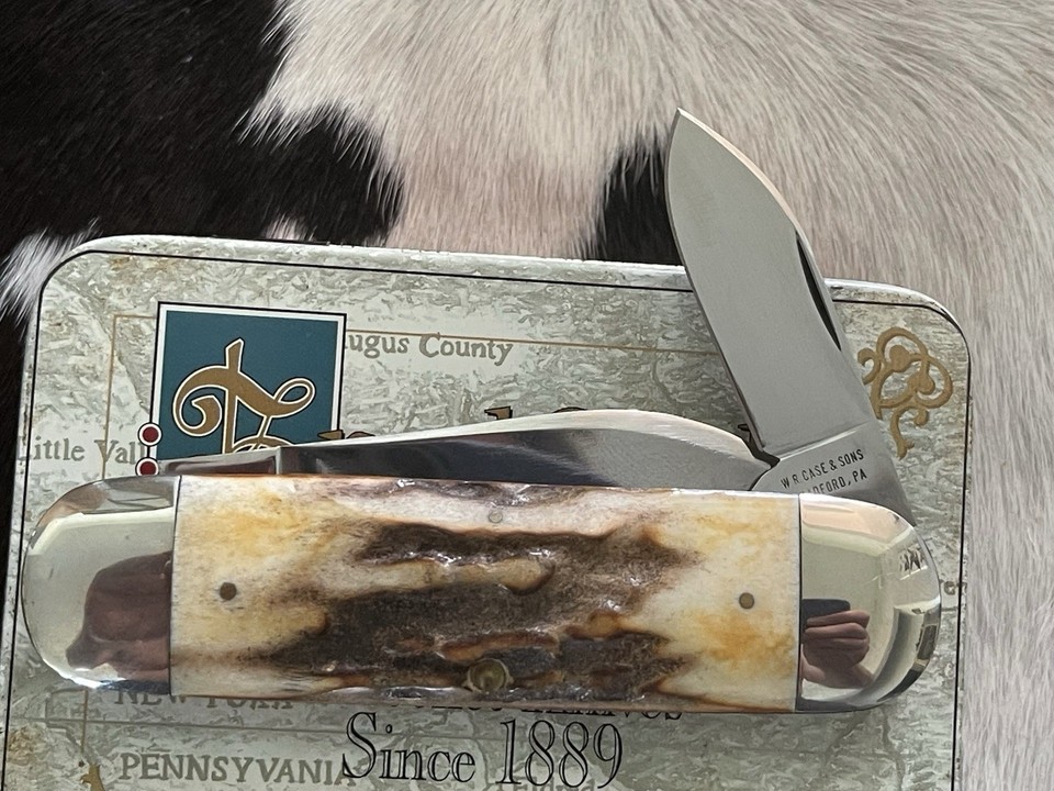 Case Classic 1996 Stag 52050 Dueling Bulls Elephant Toe Knife Error Tin ...