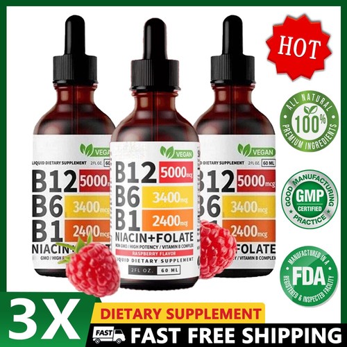 1-3Pack Vitamin B12 and B6 Liquid Drops B12 Sublingual Vitamin B ...