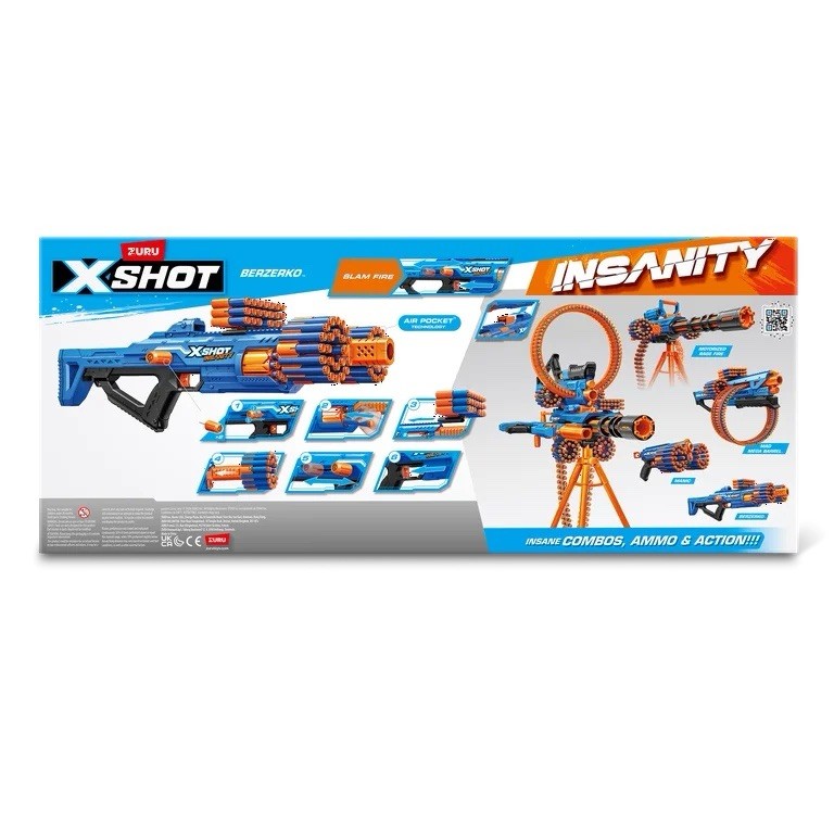 ZURU X-Shot Insanity Dart Blaster with 48 Foam Darts, Blue/Orange | eBay