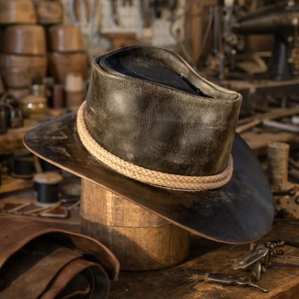 Arthur Morgan Cowboy Men Hat Handmade Real Cowhide Leather Western ...